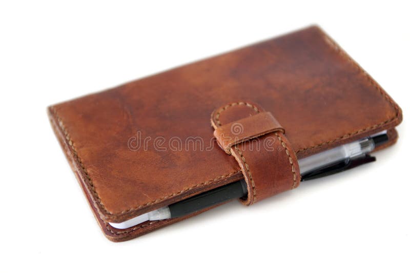 Leather diary system stock photo. Image of oxhide, front - 12816874