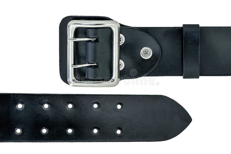 Leather Double Prong Belt, Tail and Prong Closeup Stock Image - Image ...