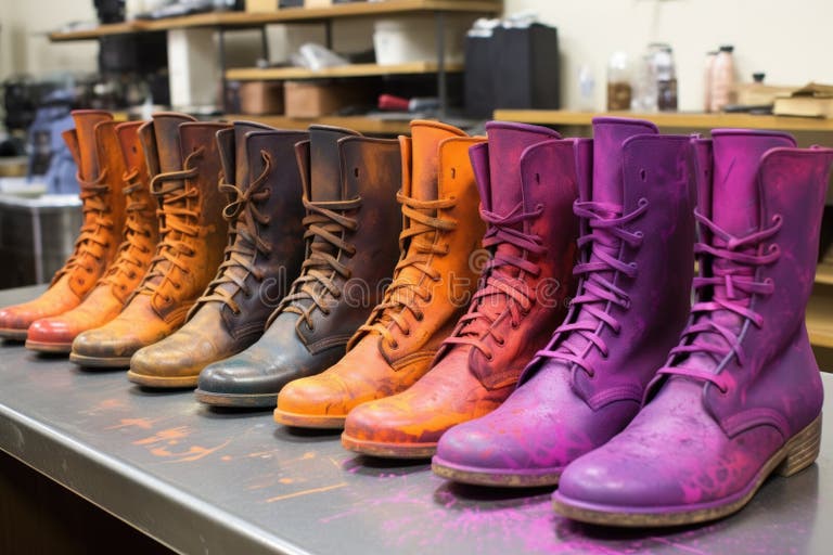 Leather Dyeing Process for Custom Boot Colors Stock Illustration ...
