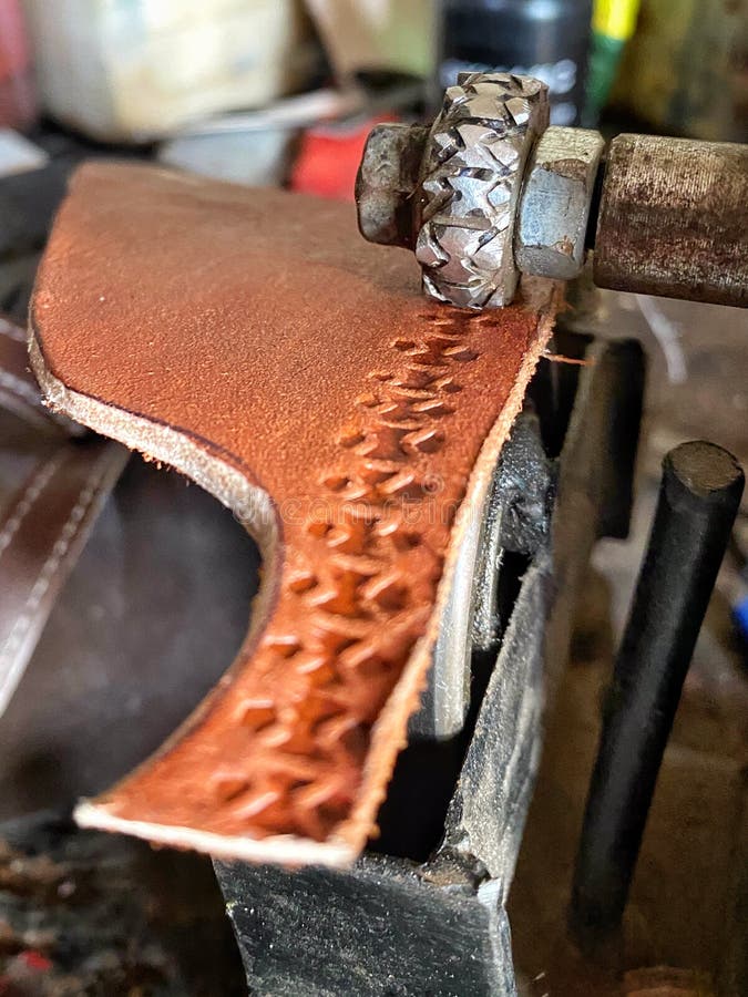 Leather Embossing Tool in an African Shoemaker`s Workshop Stock Image ...