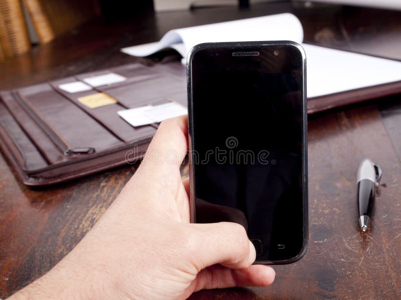 Leather Folder Modern Smartphone Stock Image - Image of modern, folder ...