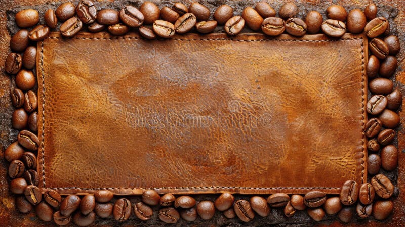 Leather Frame with Coffee Beans Stock Image - Image of decor, beans ...