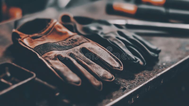 Leather Gloves Workshop Tools Background Stock Photo - Image of ...
