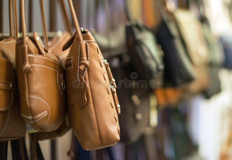 Leather handbags. stock photo. Image of collection, female - 51396518