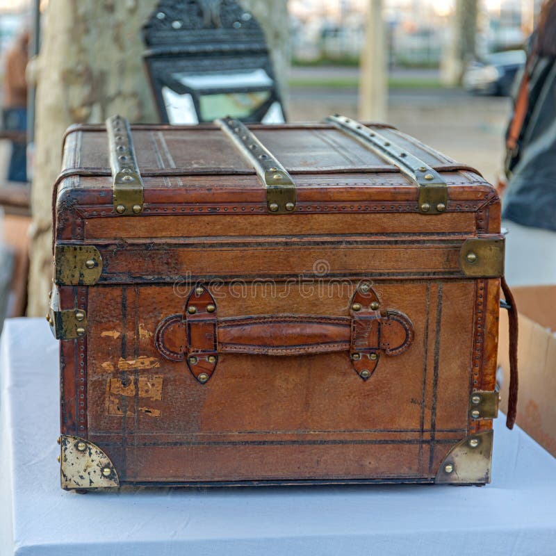 Leather Handle Trunk stock photo. Image of corners, wood - 280944074