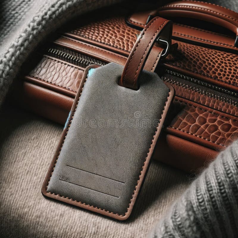 Leather Hang Tag for Luggage Mockup. Generative AI Stock Photo - Image ...