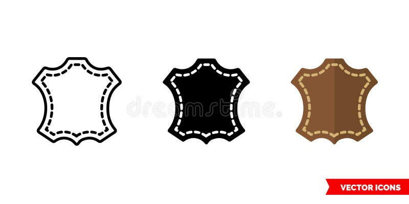 Leather Icon of 3 Types Color, Black and White, Outline. Isolated ...