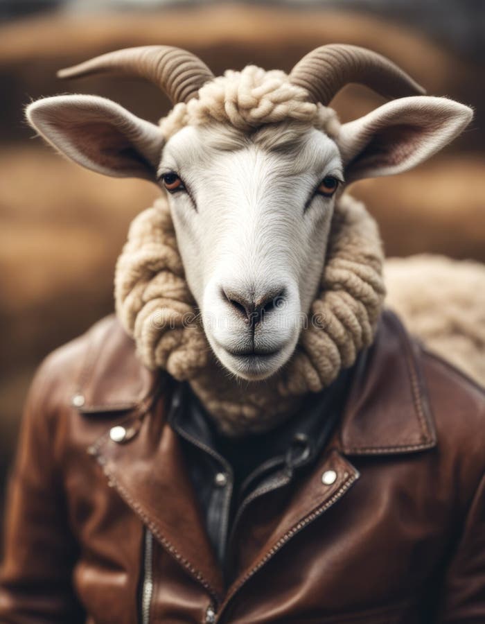 Leather Jacket Brown Portrait Sheep Background Stock Illustration ...