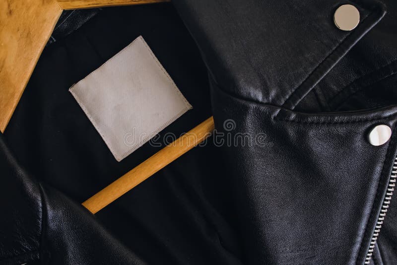 Leather Jacket with Empty Tag Stock Photo - Image of classic, clothing ...