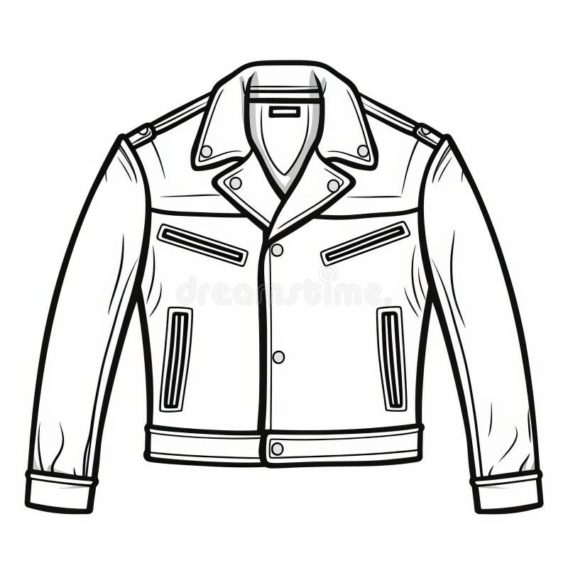 Minimalist Flat Line Drawing of a Classic Leather Jacket Stock ...