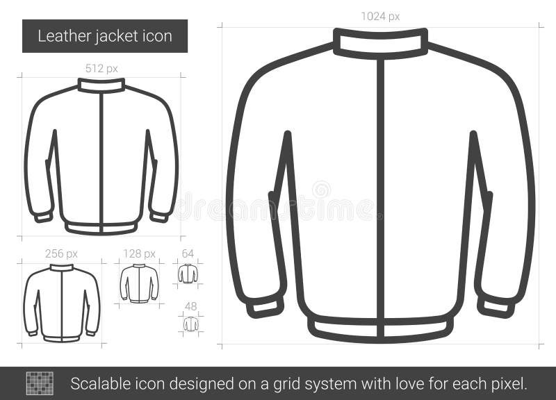 Leather jacket line icon. stock vector. Illustration of scalable - 94426086