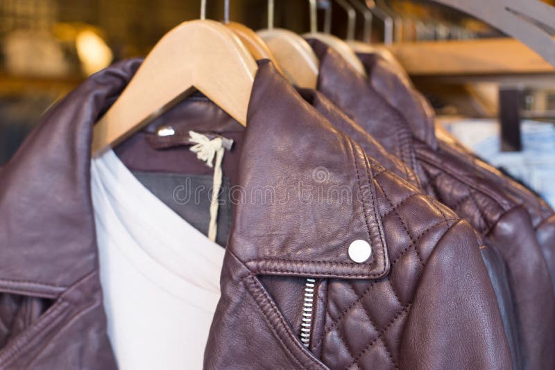 Leather jacket stock image. Image of leather, mall, female - 43708247