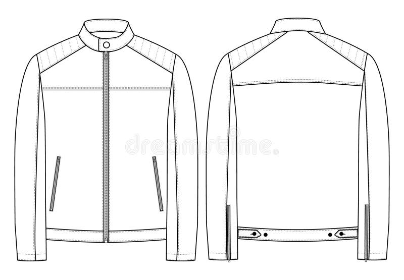Leather Jacket Technical Vector Illustration Sport Jacket Vector Front ...