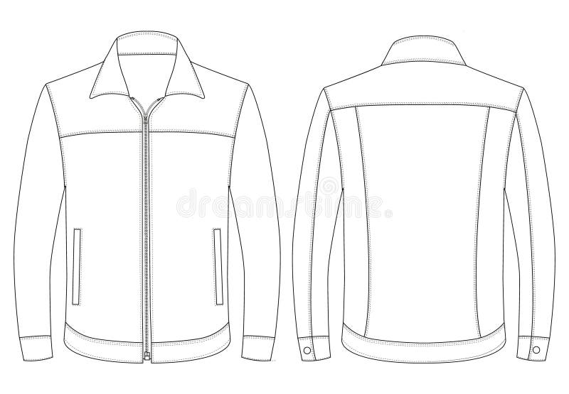Leather Jacket Technical Vector Illustration Sport Jacket Vector Front ...
