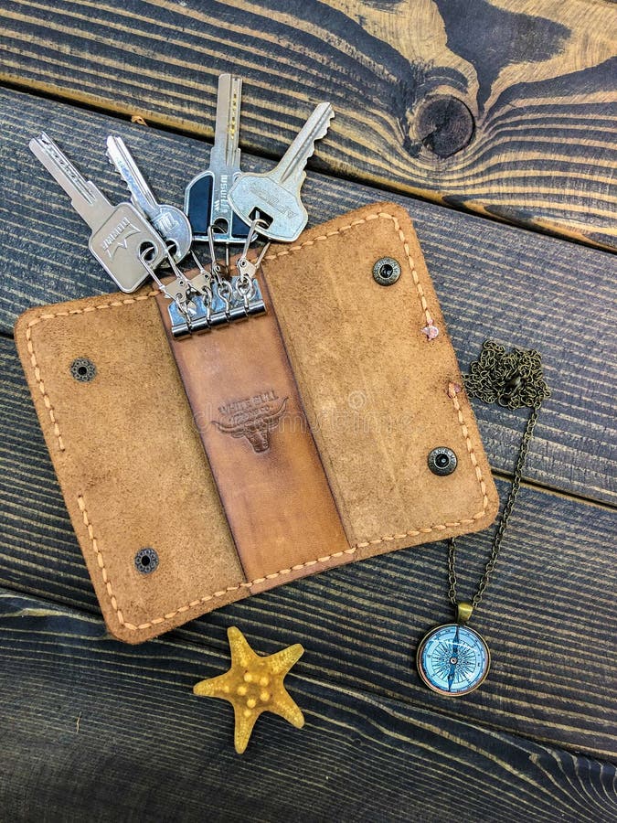 Leather Key Holder on the Table with Keys Editorial Stock Photo - Image ...