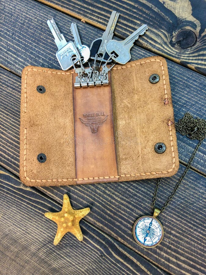 Leather Key Holder on the Table with Keys Editorial Photo - Image of ...