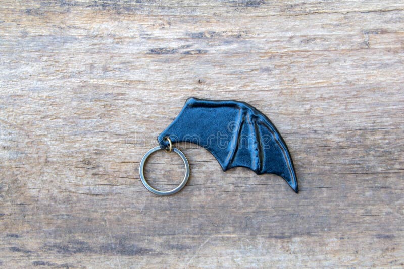 Leather key ring, bat wing stock photo. Image of blank - 113596740
