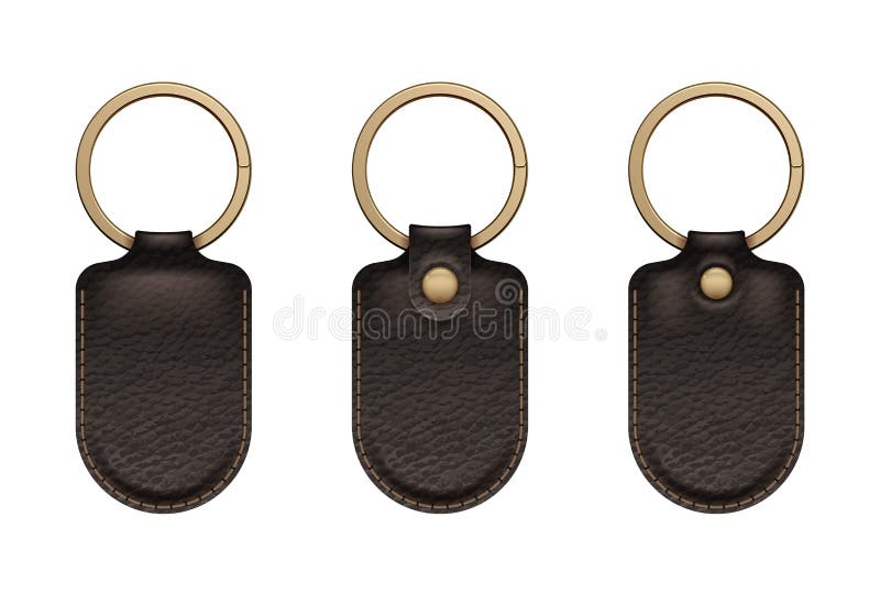 Leather Key Rings Set. Key Chains Accessory Design. Stock Vector ...