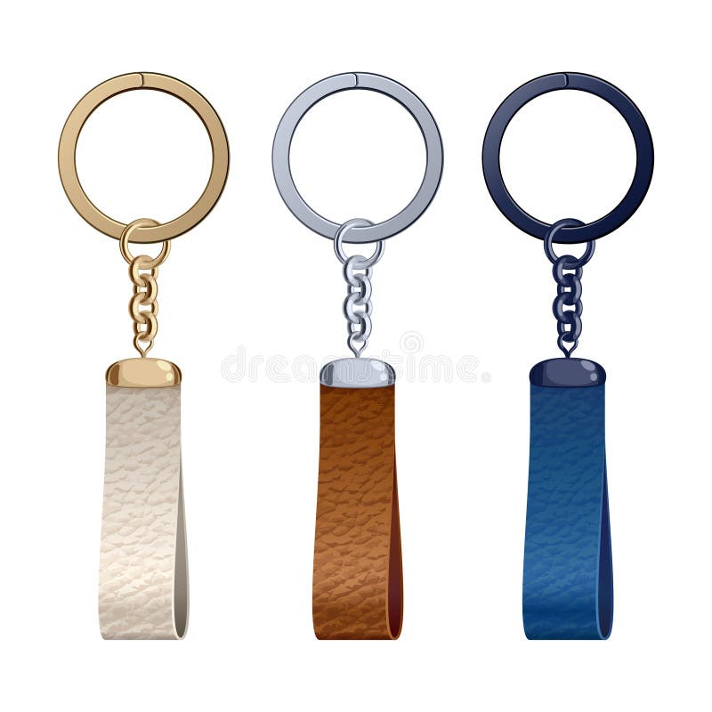 Leather Key Rings Set. Key Chains Accessory Design. Stock Vector ...