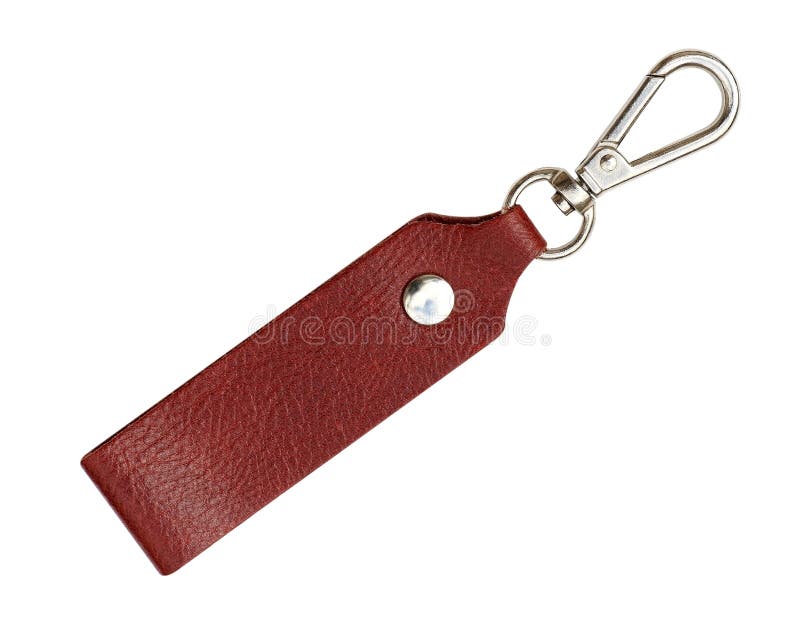 Leather Keychain with Clip Lock for Key on White Stock Photo - Image of ...