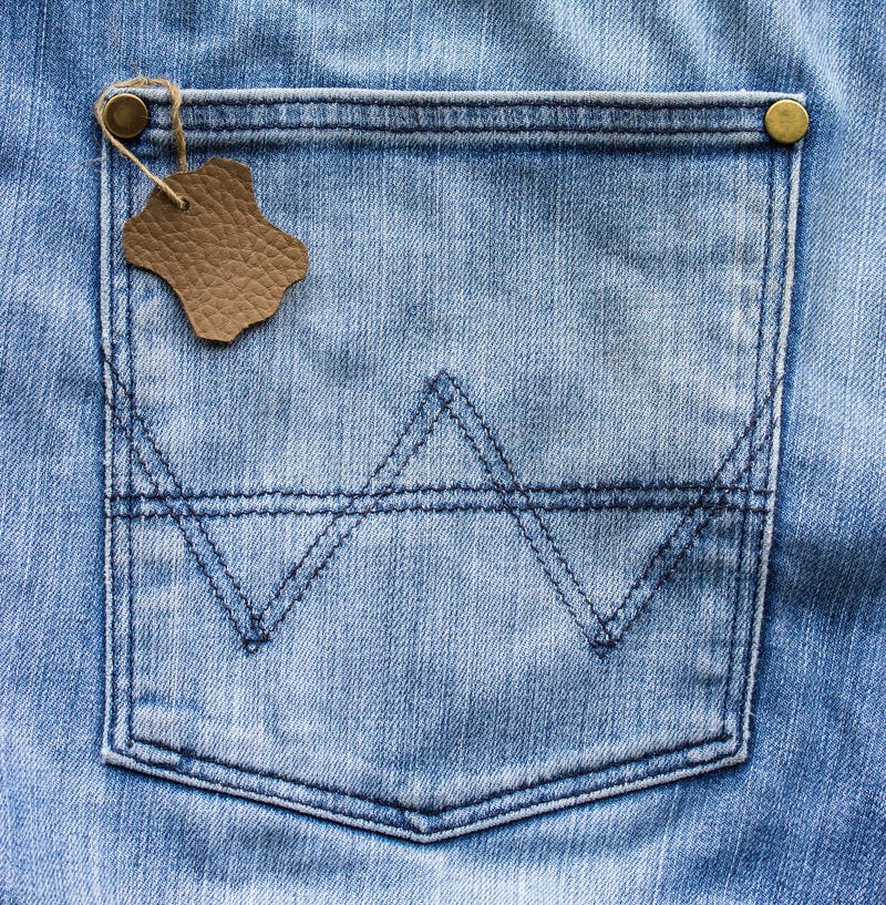 Leather Label in a Jeans Pocket Stock Photo - Image of fabric, seam ...