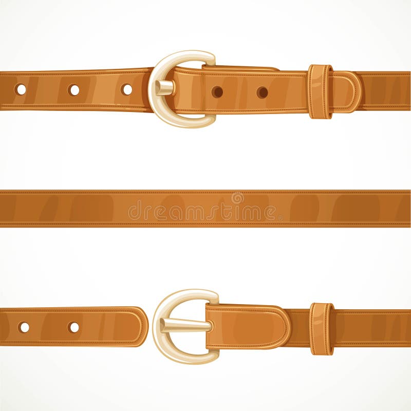 Leather Light Brown Belt Buttoned, Unbuttoned and Seamless Middle Part ...