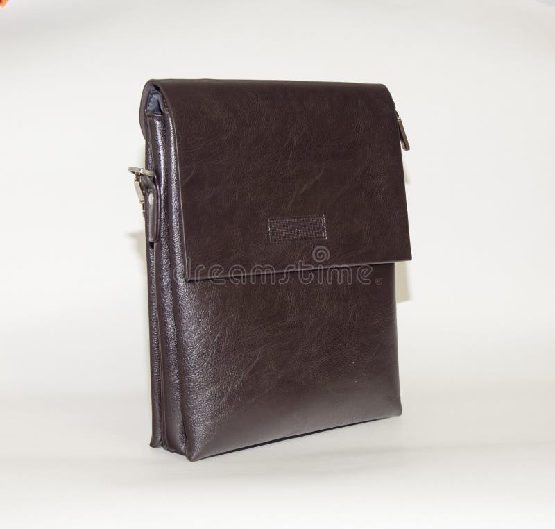 Leather Men S Bag. for Documents. Brown Stock Image - Image of luggage ...