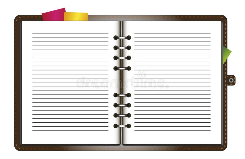 Leather notebook on rings stock illustration. Illustration of leather ...