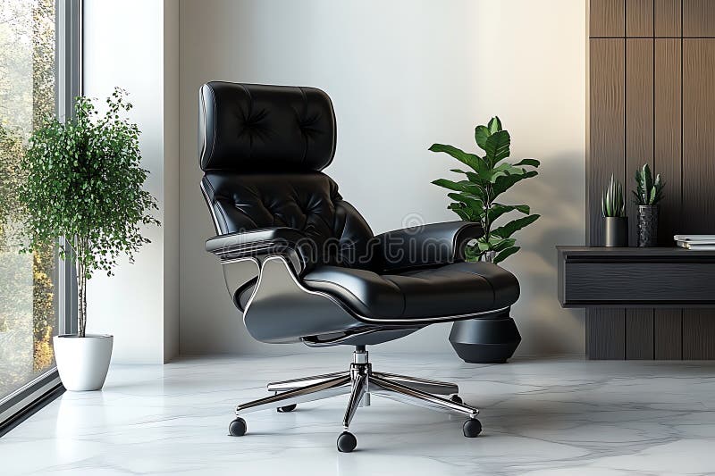 Leather Office Chair Featuring Polished Chrome Frame Stands Elegantly ...