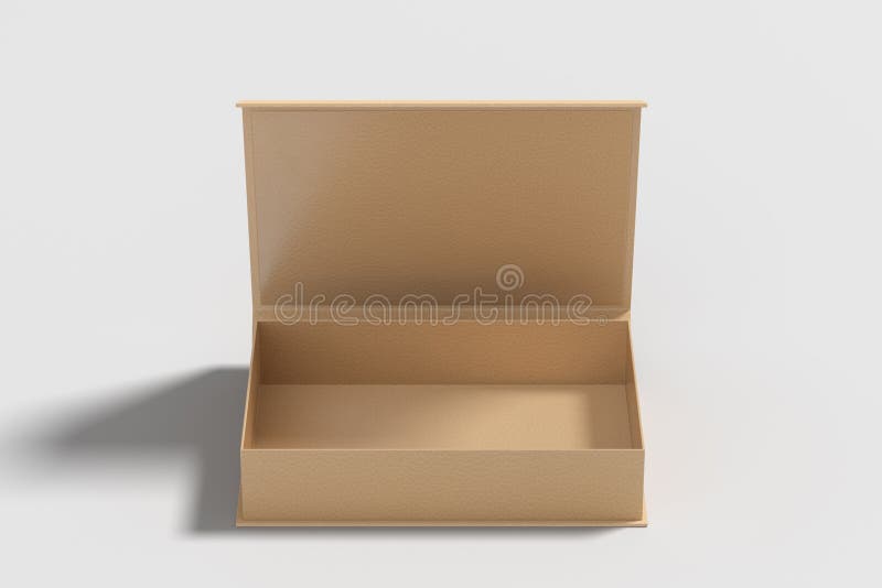 Leather Opened Rectangle Folding Gift Box Mock Up on White Background ...
