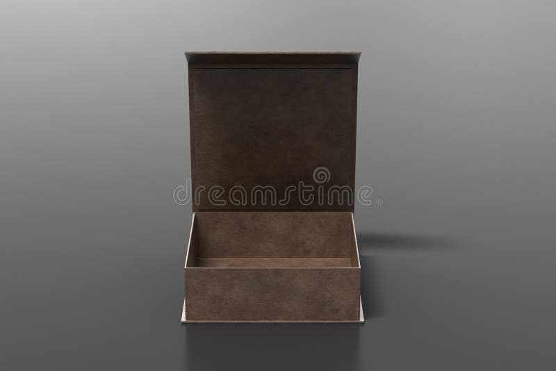 Leather Opened Square Folding Gift Box Mock Up on Gray Background ...