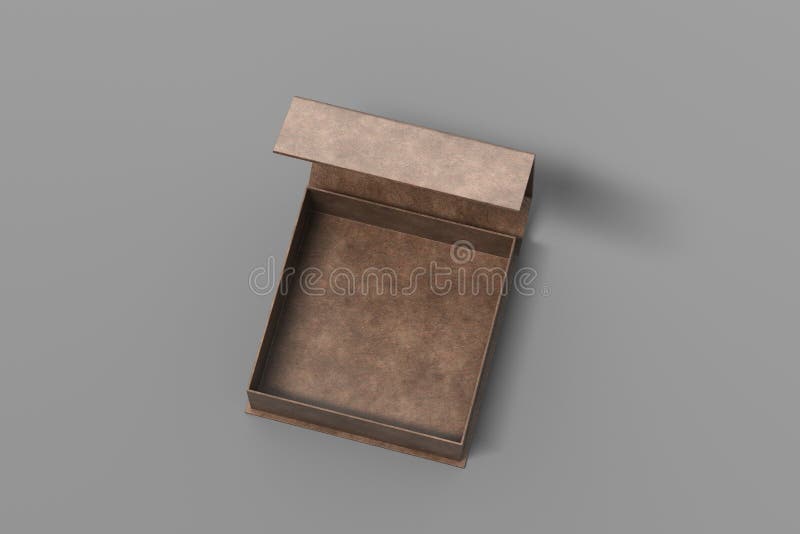 Leather Opened Square Folding Gift Box Mock Up on Gray Background. View ...