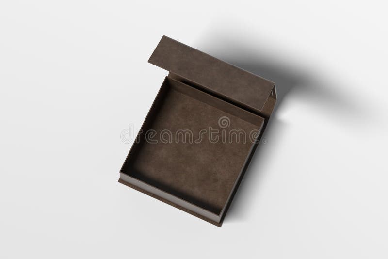 Leather Opened Square Folding Gift Box Mock Up on White Background ...