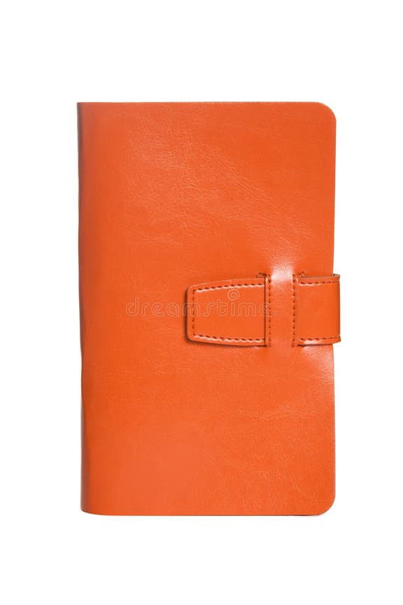 Leather Orange Notebook Isolated on White Stock Photo - Image of ...