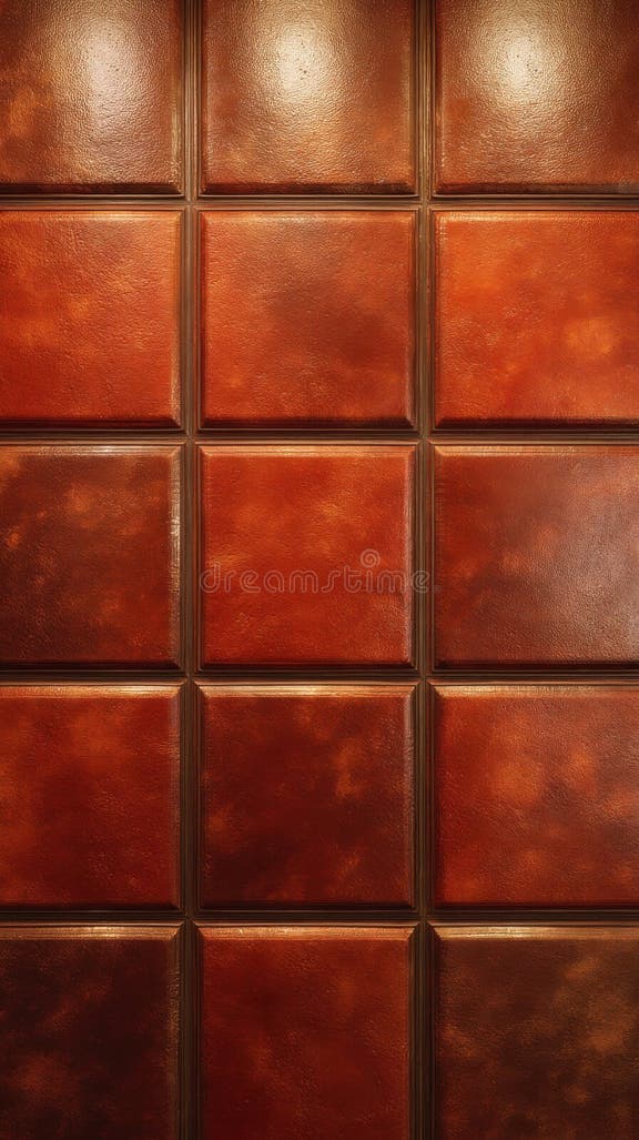 Leather Panel Wall of Square Tiles in Warm Tones for Background Pattern ...