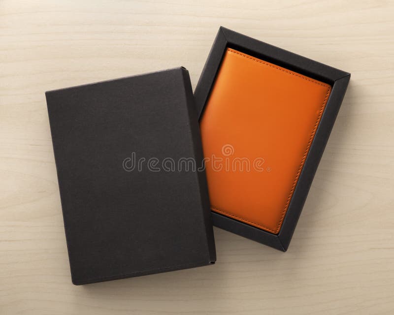 Leather Passport Case in Black Gift Box Stock Image - Image of view ...
