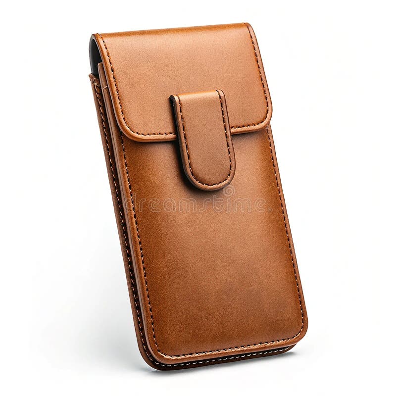Leather Phone Pouch with Belt Loop on White Background Stock ...