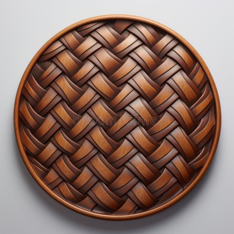 Rustic Wooden Woven Platter with Zbrush-inspired Design Stock ...