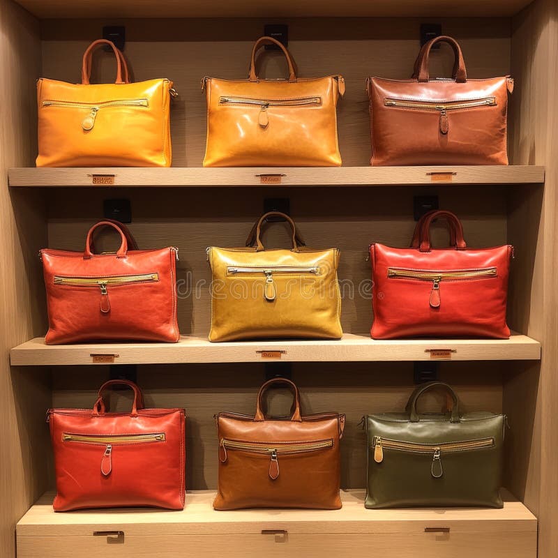 Leather Pouches in Various Colors, Featuring Buckles Arranged in a Grid ...