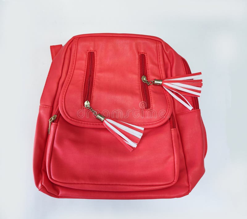 Leather Red Bag Isolated on White Background Stock Image - Image of ...