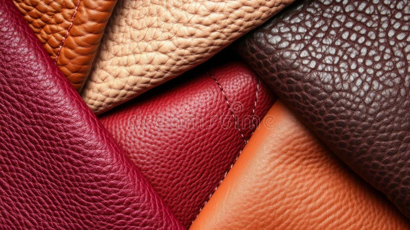 Leather Rolls in Diverse Shades and Textures are Arranged in a Visually ...