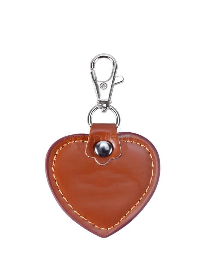 Leather Round Keychain with Clip Lock for Key Isolated on White Stock ...