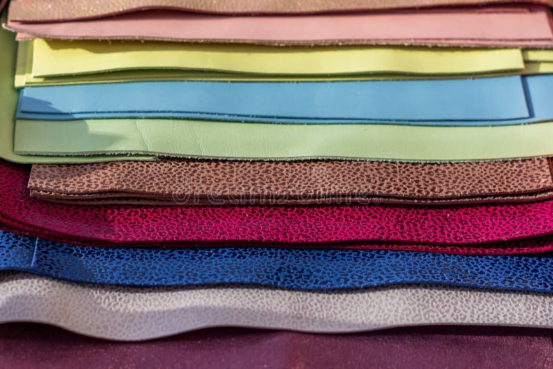 Leather Samples of Different Colors for Interior Design and Craft ...