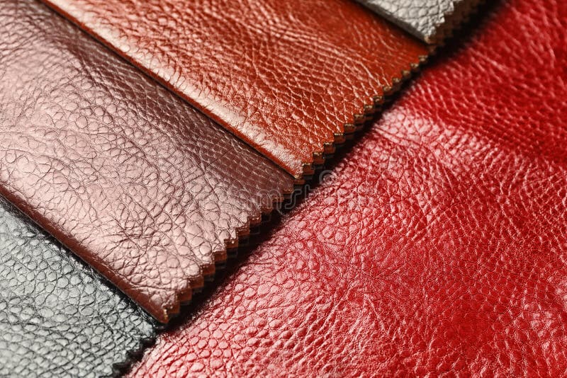 Leather Samples Of Different Colors For Interior Design Stock Image ...
