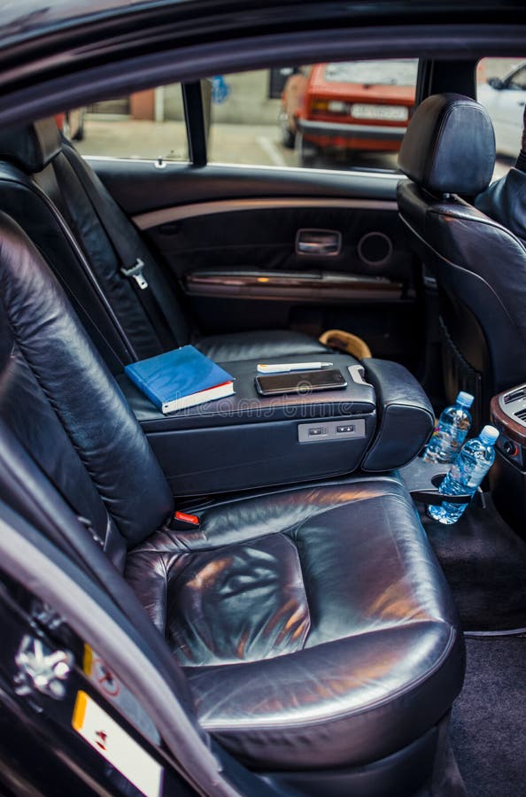 Leather Seats Interior in Stretch Limo Stock Image - Image of inside ...