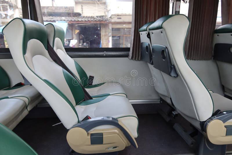 Leather Seats, Space in the Car Cabin on a Large Bus. Stock Image ...
