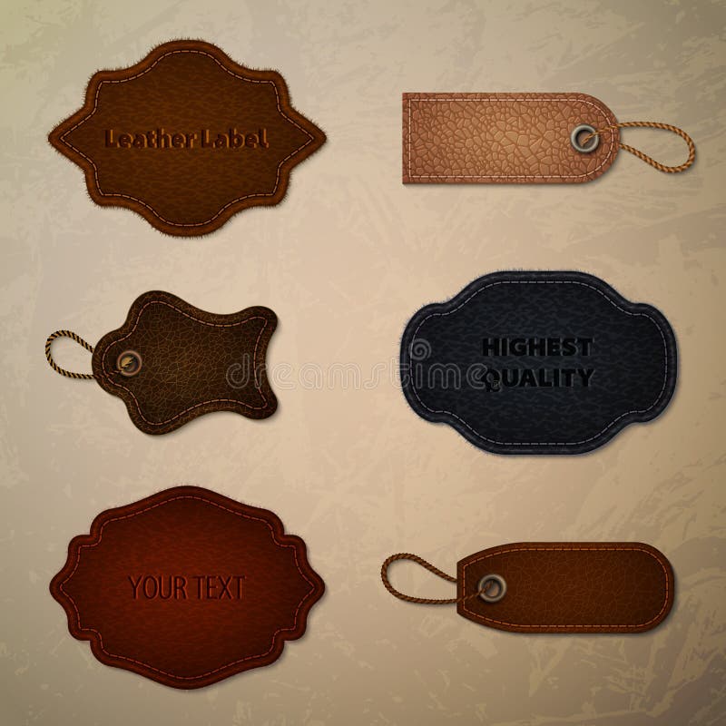Leather labels collection stock vector. Illustration of badge - 114142780