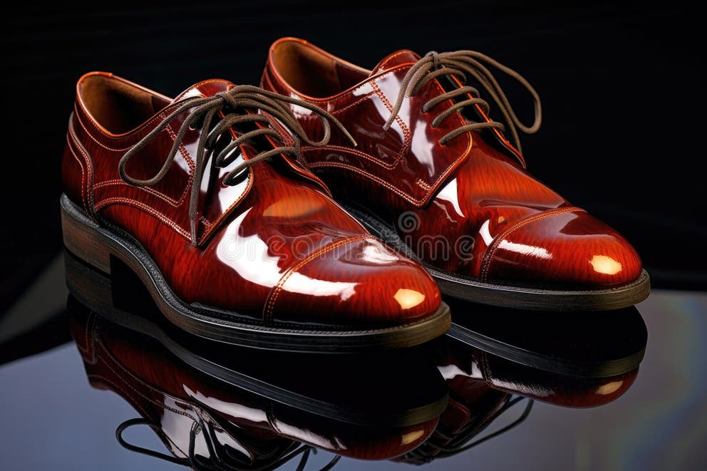 Leather Shoe with Reflection from Polishing Stock Image - Image of ...