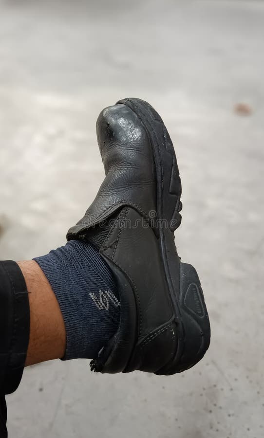 Leather Shoes for Construction Project Workers Stock Image - Image of ...