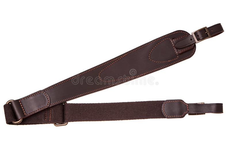 Leather Shoulder Strap for a Gun Isolated on White Background Stock ...